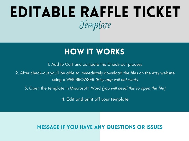 Printable Editable Raffle Ticket, Enter to Win Printable Ticket, Word ...
