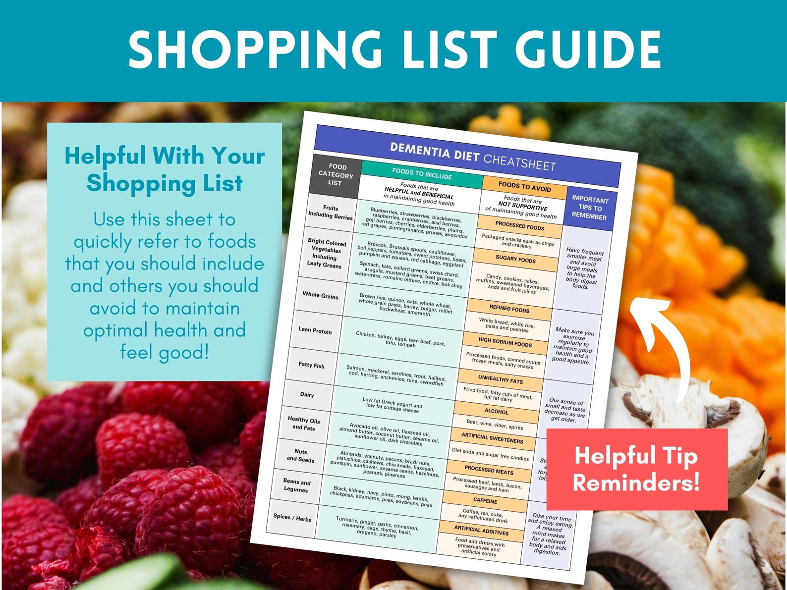 Dementia Diet PDF, Dementia Meal, Dementia Food List, Dementia Grocery ...