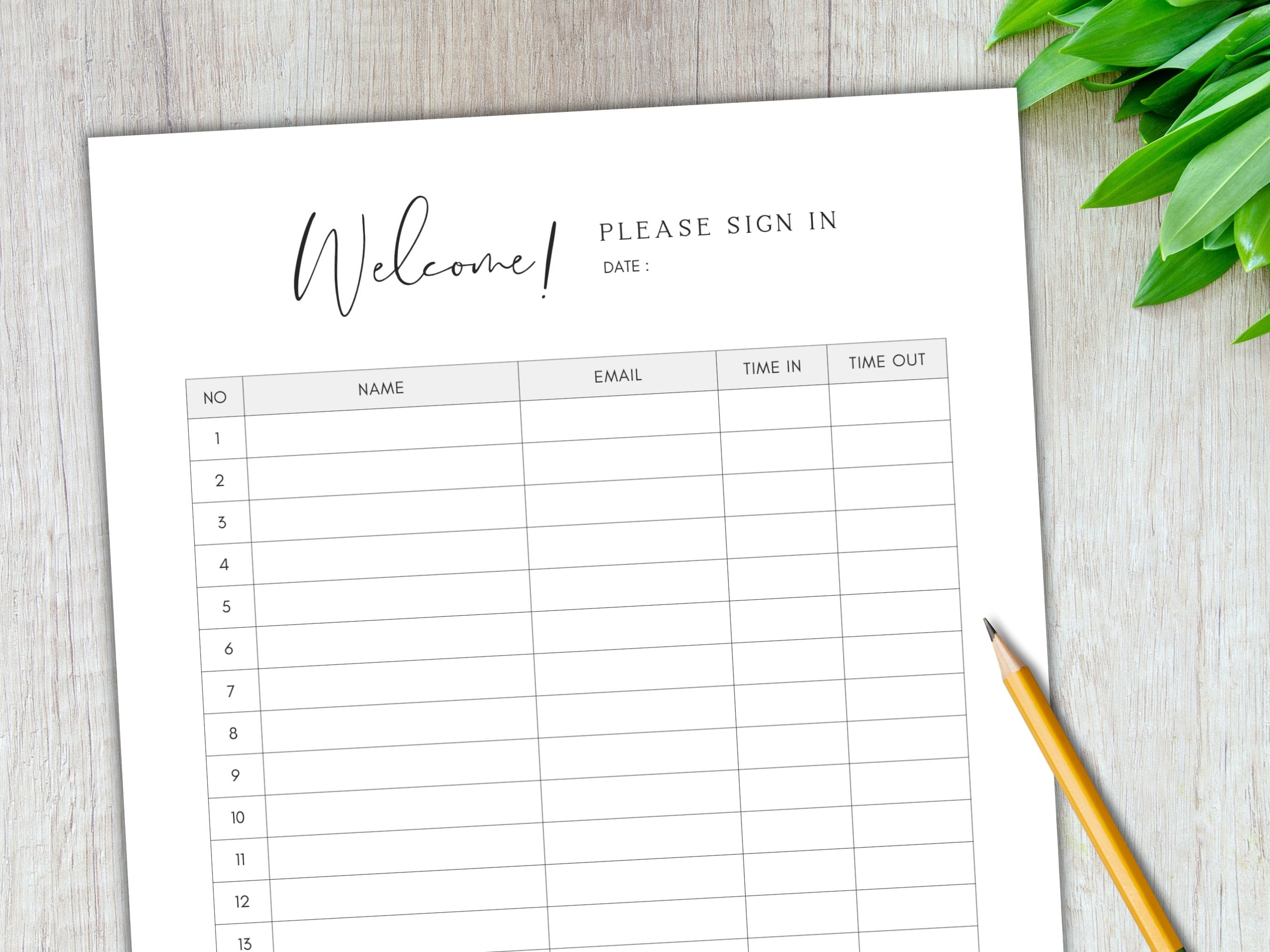 Visitor Sign in Template, Printable Visitor Log, Visitor Sign in Sign ...