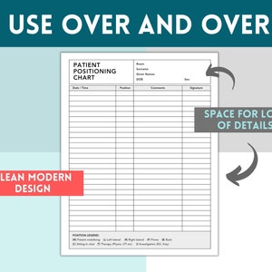 Patient Positioning and Turn Chart, Patient Repositioning Chart ...
