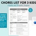Editable Chore Chart for Kids, Printable Chore List Template, House ...