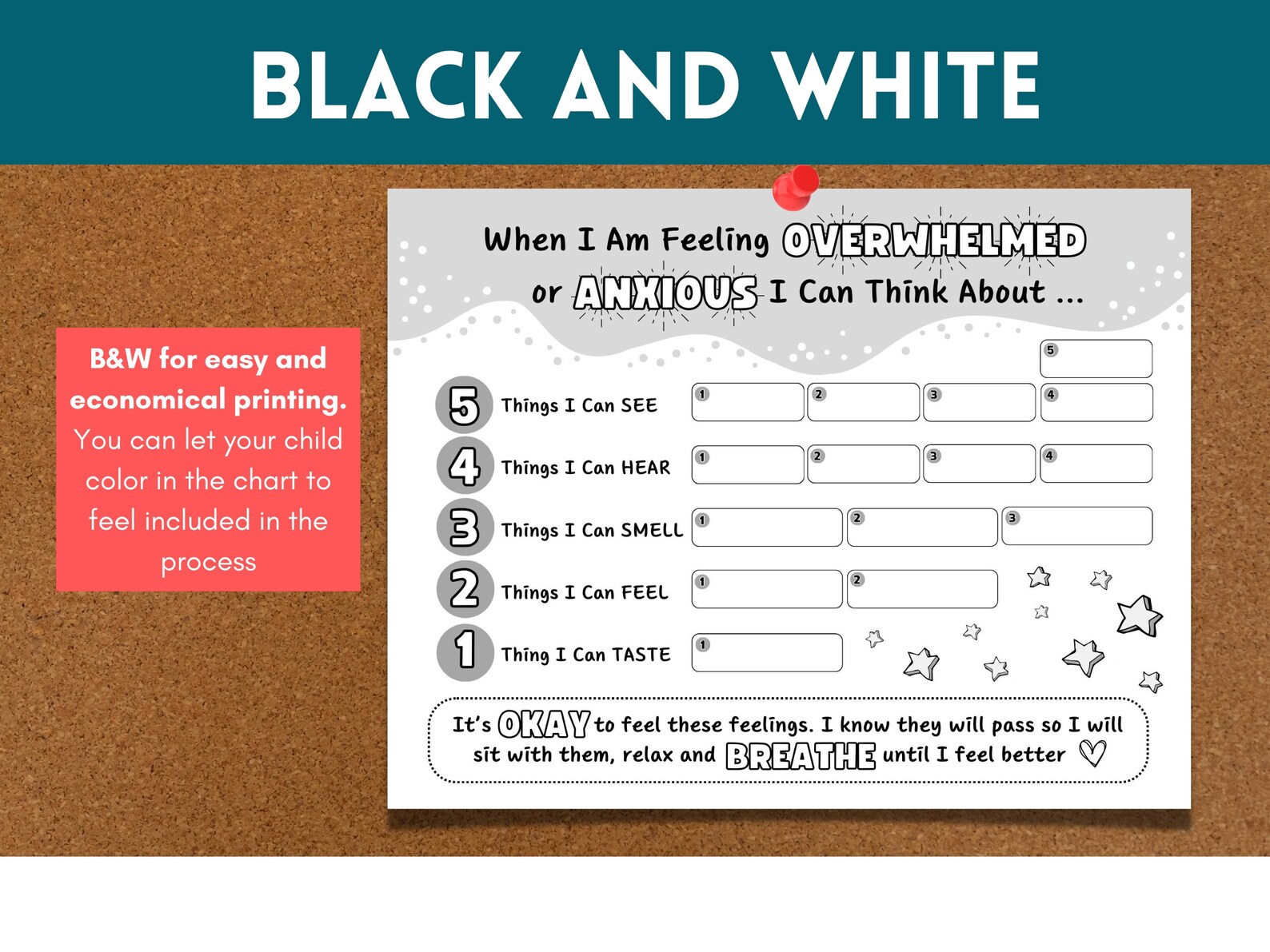 Anxiety Worksheet for Kids, Coping Skills, Five Senses Grounding ...