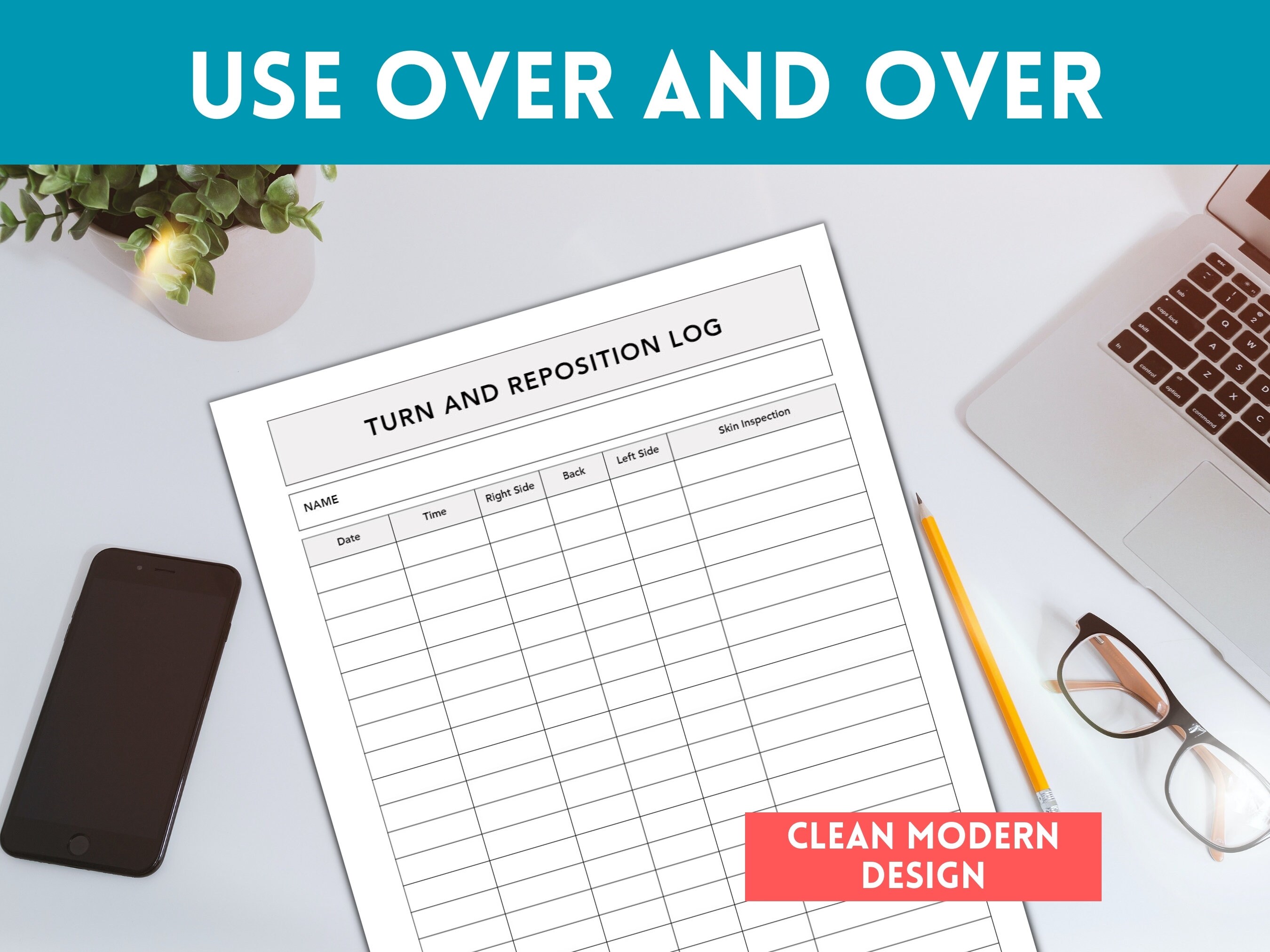 Turn and Reposition Log, Patient Positioning and Turn Chart, Patient ...