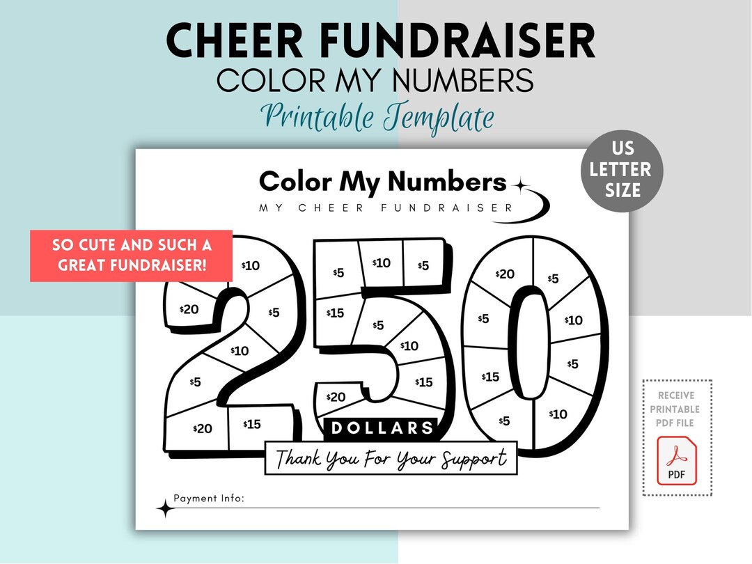 Fill My Number Cheer Fundraiser Printable, Cheerleading Team ...