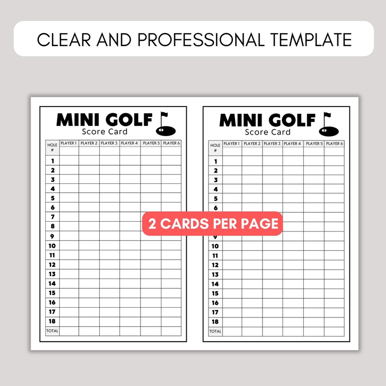 Printable Mini Golf Score Card, Mini Golf Putt Putt Party Score Sheet ...