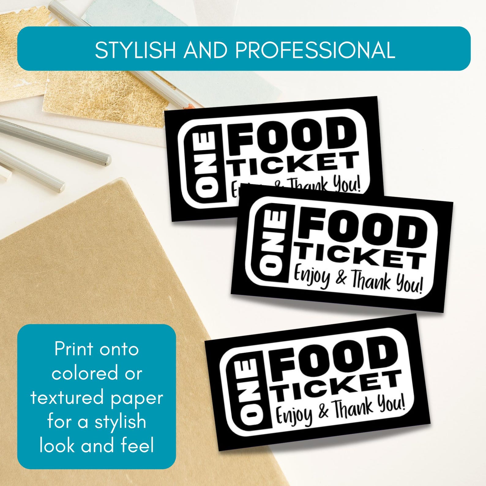 Food Tickets, Printable Party Food Voucher Template, Meal Tickets, Meal ...