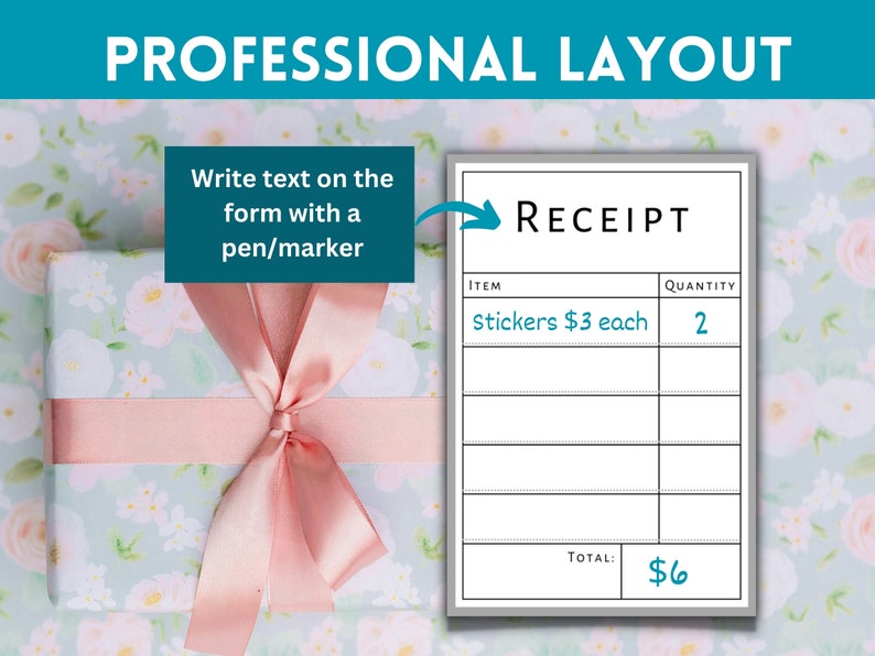 Cute Small Business Receipt, Receipt Form, Small Business Receipt ...