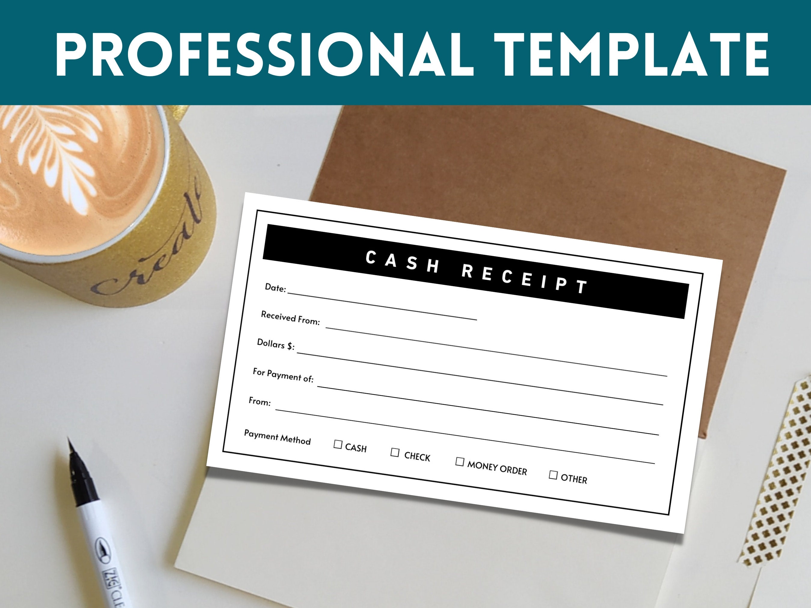 Simple Cash Receipt Template, Small Business Receipt, Sales Receipt ...