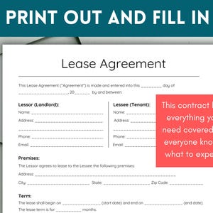Simple Lease Agreement, Rental Agreement, Lease Contract, Residential ...