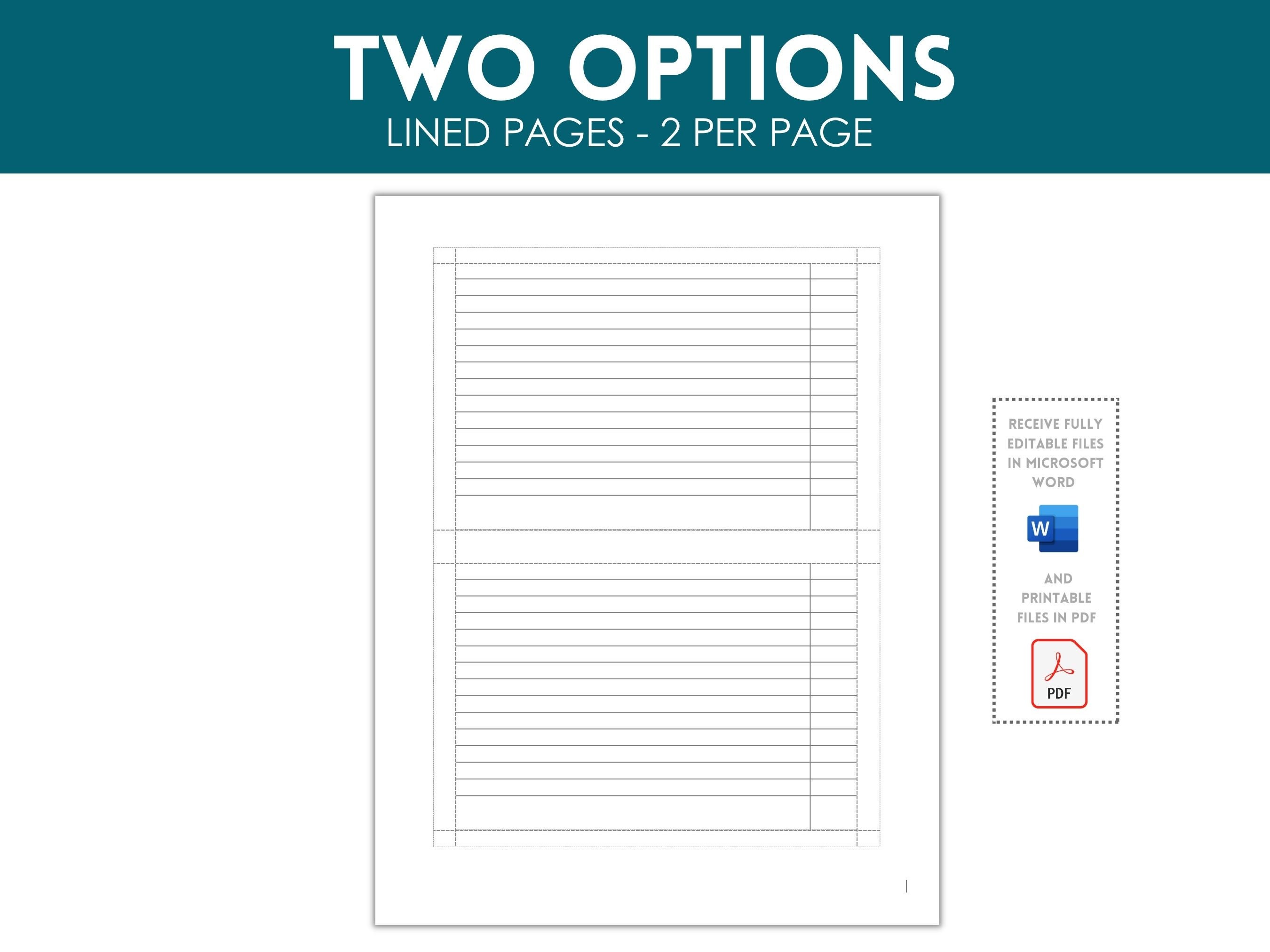 Printable 4x6 Lined Index Cards Printable 4x6 Index Card, Printable