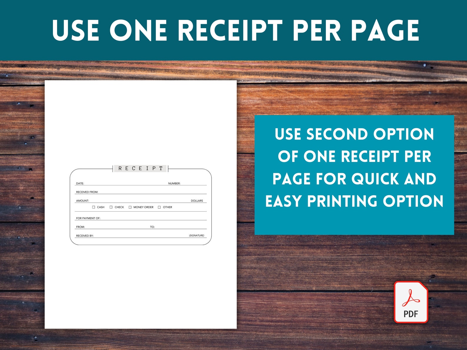 Simple Printable Receipt Form, Small Business Receipt, Sales Receipt ...