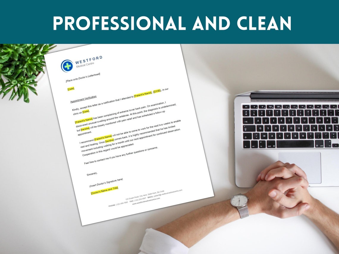 Doctor's Note, Doctor's Letter, Medical Certificate, Printable Medical ...