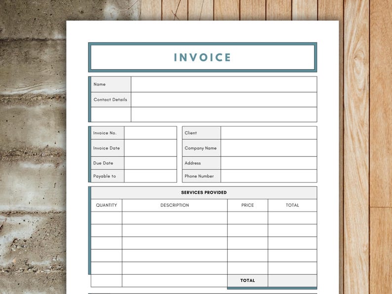 Invoice Template, Printable Invoice, Business Invoice, Construction ...