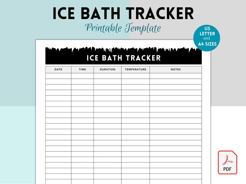 Ice Bath Tracker, Cold Plunge Habit Tracker Digital Download, Ice Bath ...