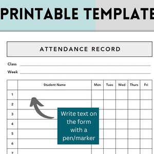 Printable Class Record Checklist, Class Attendance, Class Record, Class ...