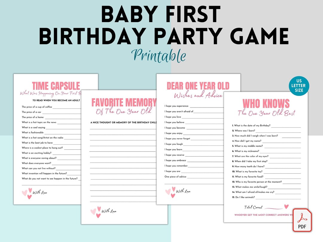 Baby's First Birthday Party Game, How Well Do You Know the One Year Old ...