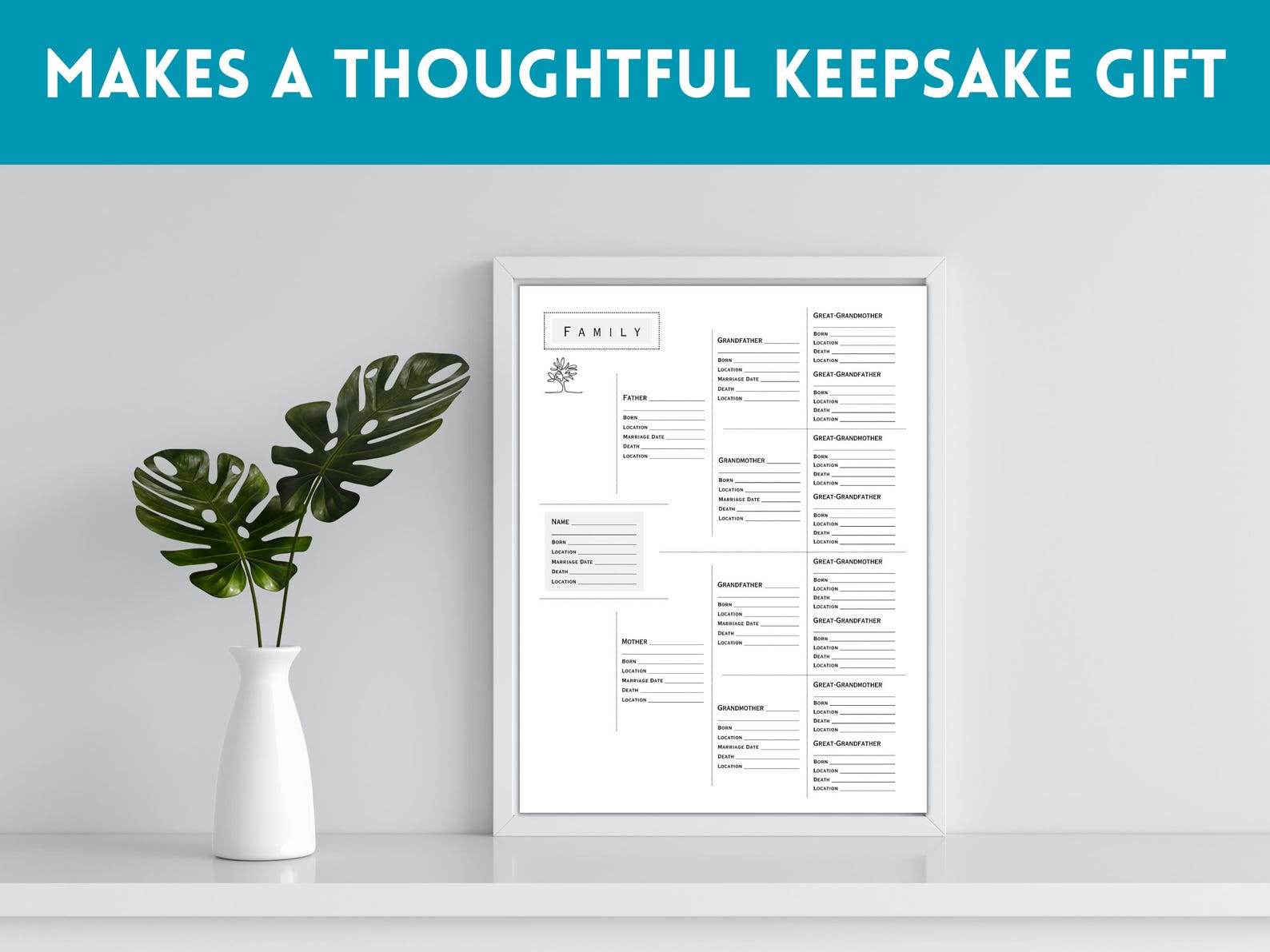 Blank Family Tree Chart Template, Family History, Pedigree Chart ...