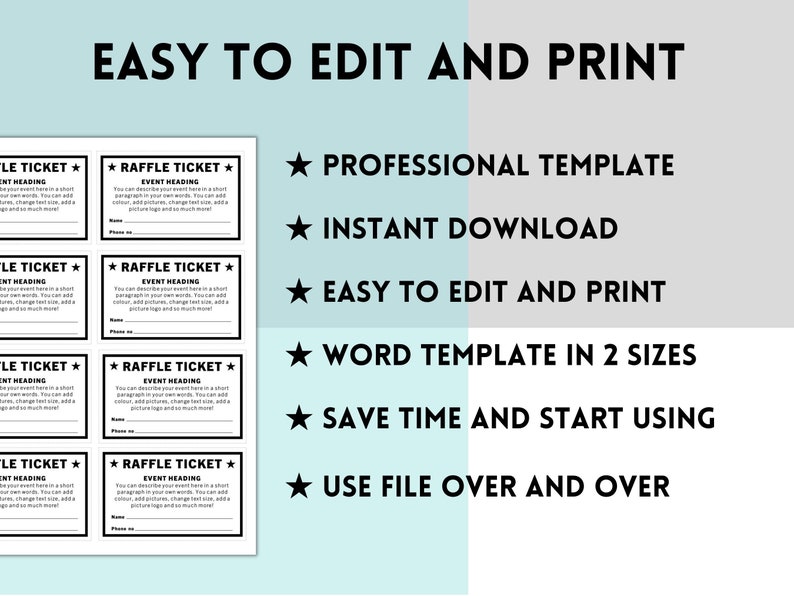 Printable Editable Raffle Ticket, Enter to Win Printable Ticket, Word ...