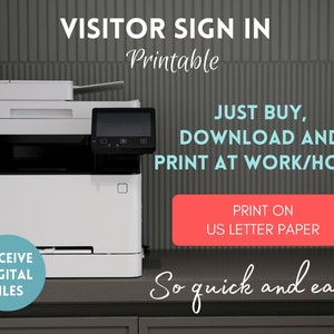 Visitor Sign in Template, Printable Visitor Log, Visitor Sign in Sign ...