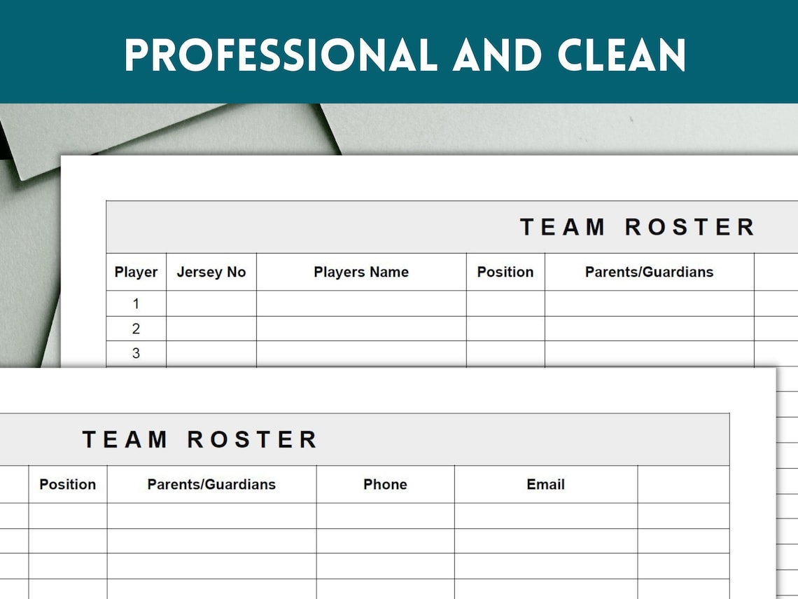 Team Roster, Sports Roster Printable, Soccer Team Roster, Softball ...