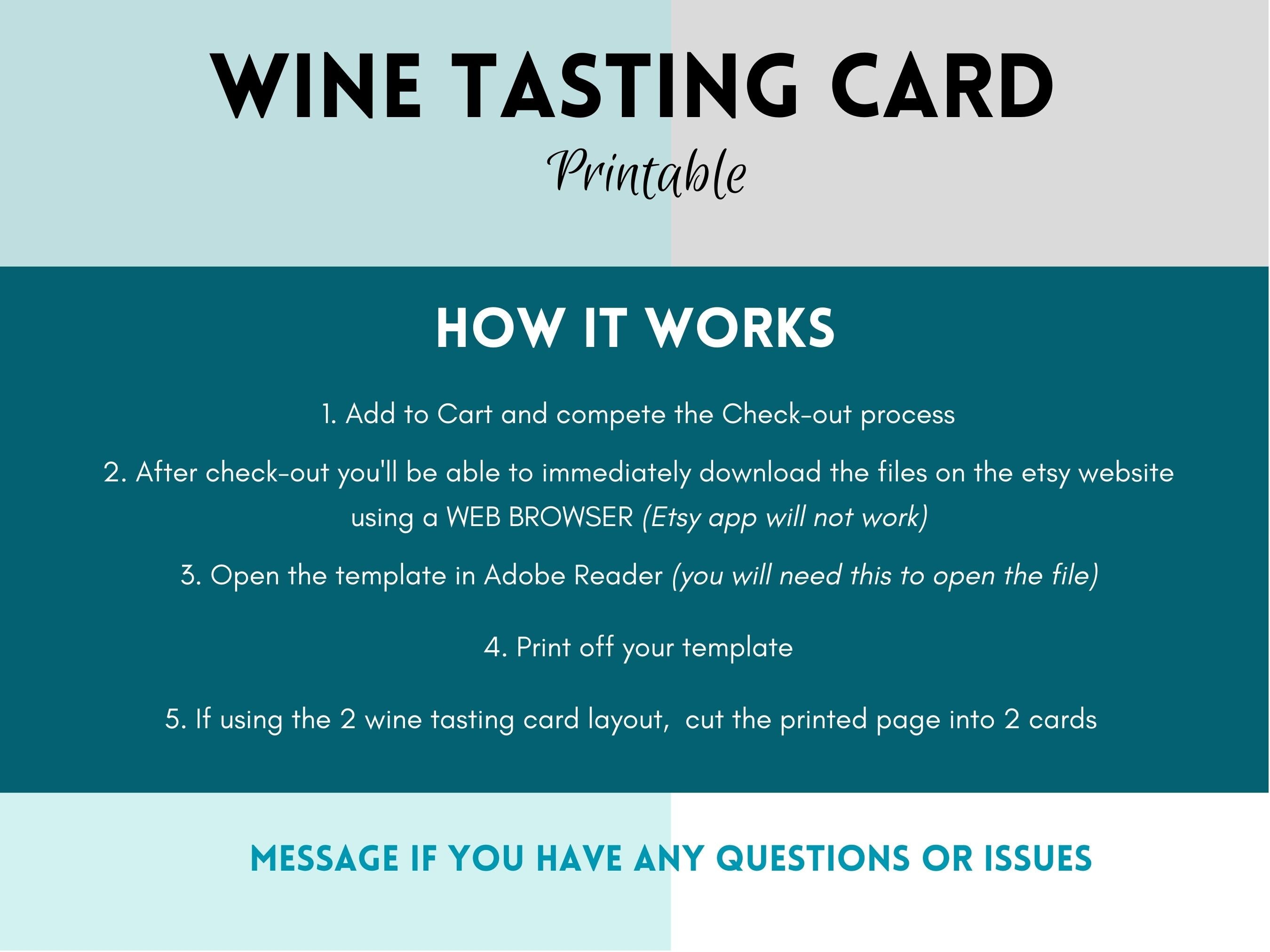 Wine Tasting Score Card, Printable Wine Tasting Party Sheet, Bridal ...