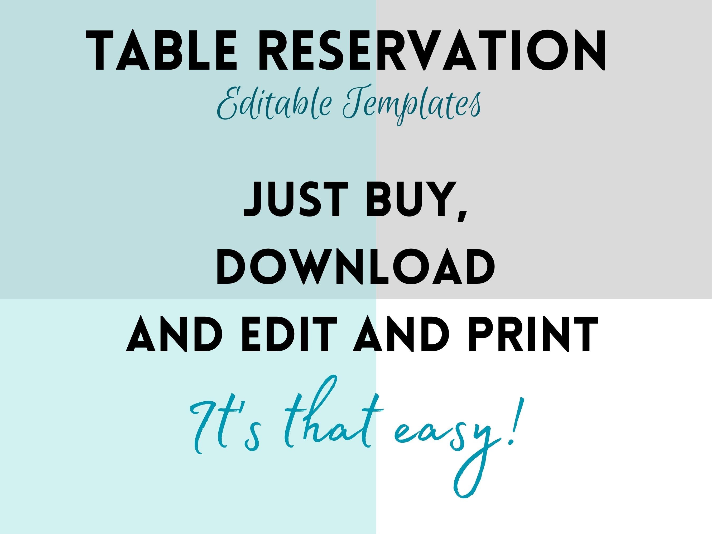 Editable Table Reservation List, Restaurant Table Reservation Form ...