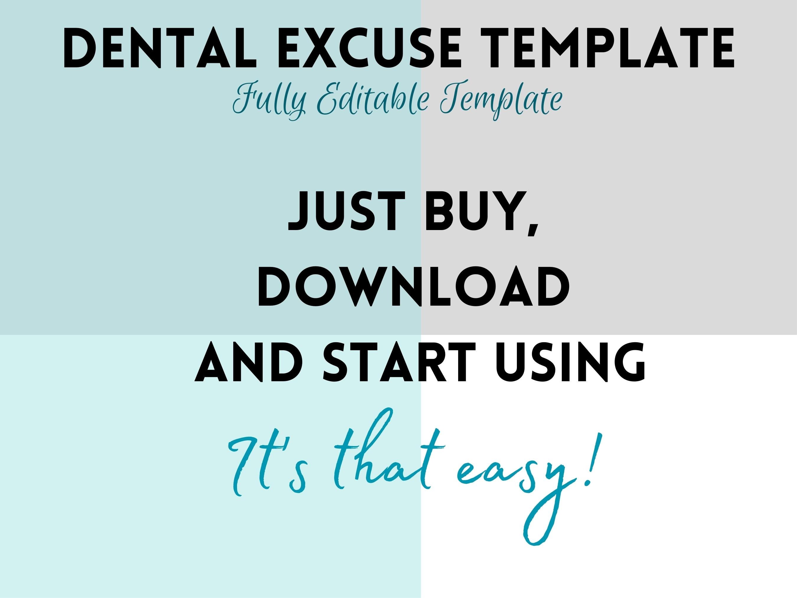 Dentist Note, Dentist Letter, Dentist Excuse, Doctor's Note, Doctor's ...