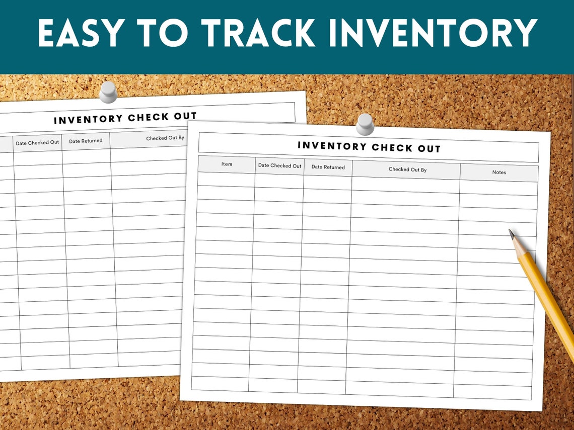Inventory Check Out Sheet, Inventory Sign Out Sheet, Inventory Tracker, Product Inventory ...