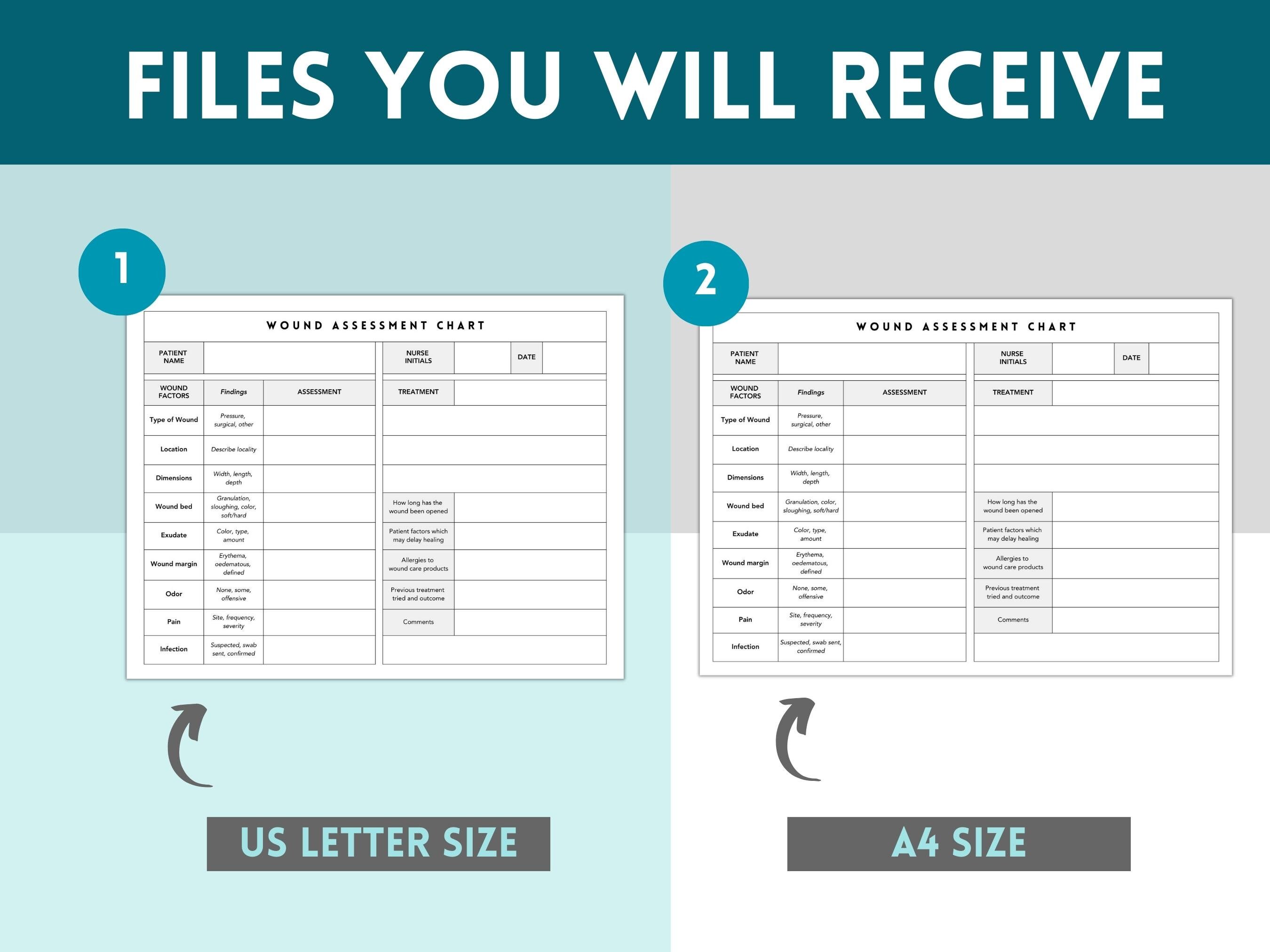 Wound Assessment Chart, Wound Management Chart for Nurses, Skin and ...