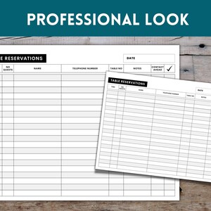 Printable Table Reservation List, Restaurant Table Reservation Form ...