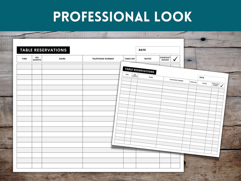 Printable Table Reservation List, Restaurant Table Reservation Form ...