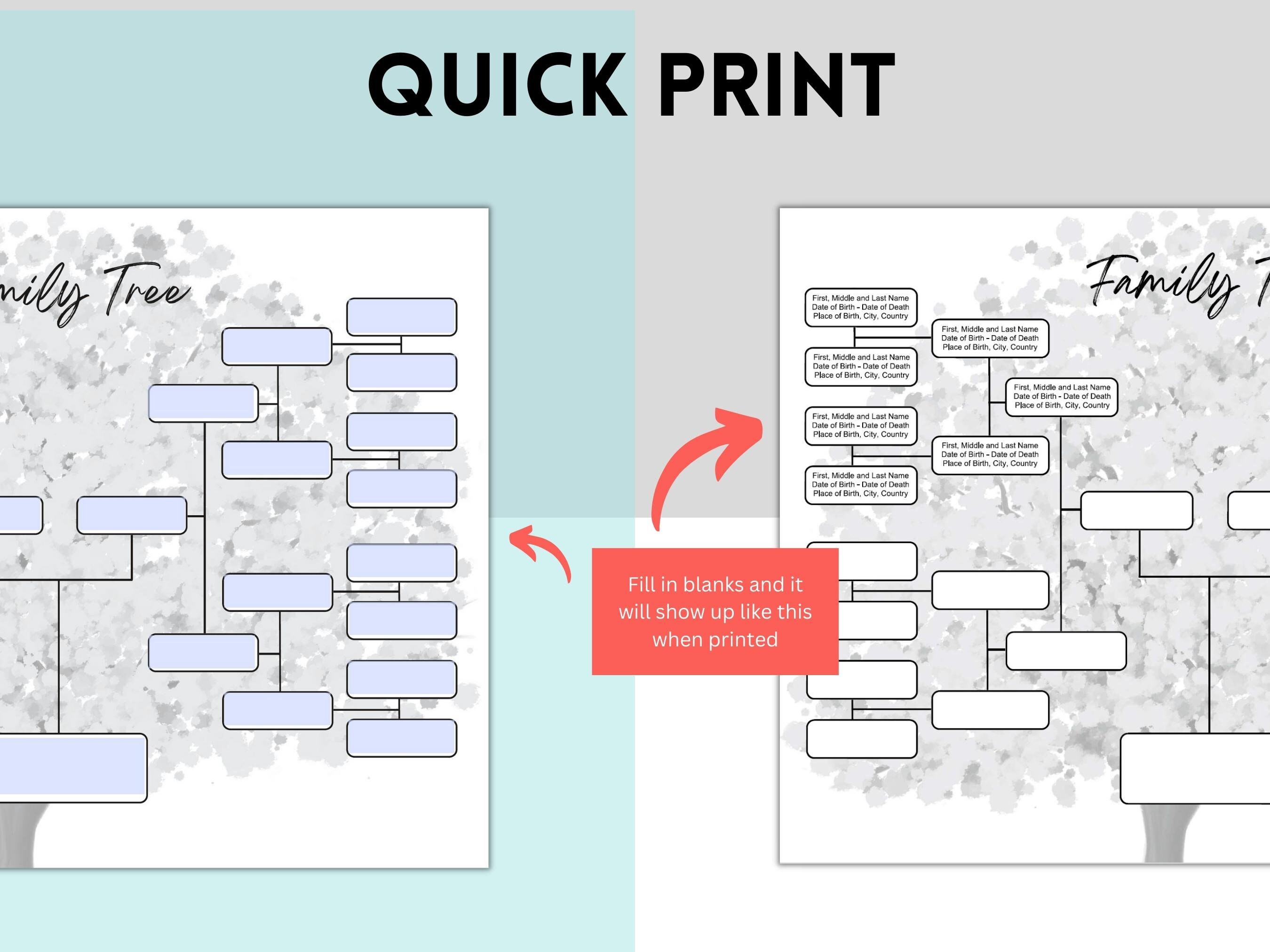 Blank Family Tree Chart Template, Family History, Pedigree Chart ...
