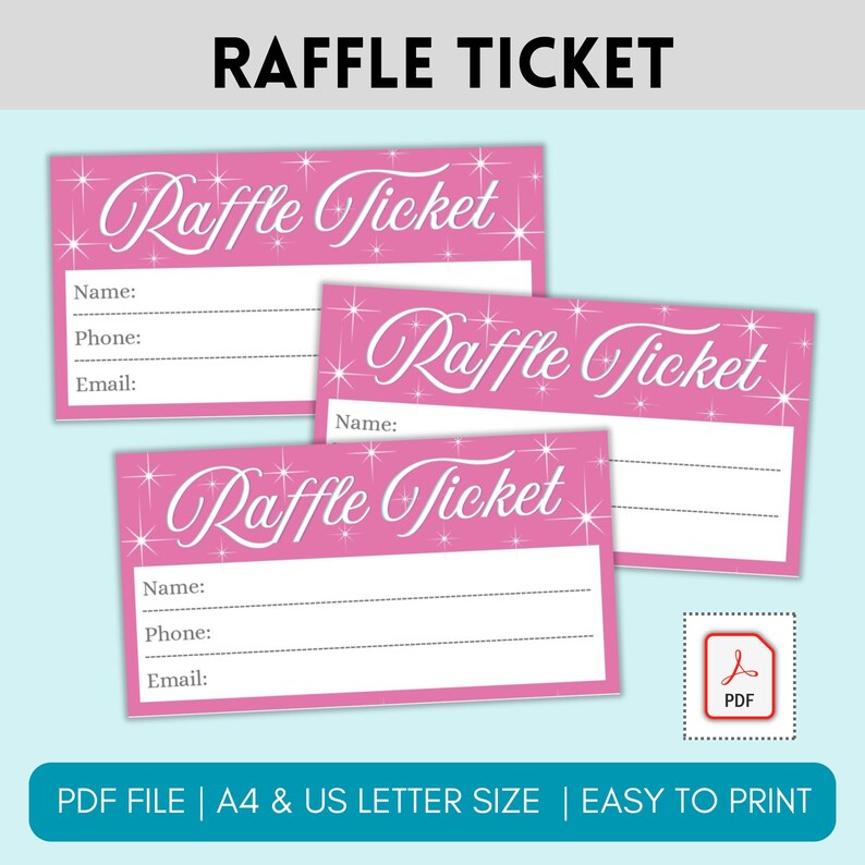 Printable Pink Raffle Ticket, Enter to Win Ticket Template, Raffle Card ...