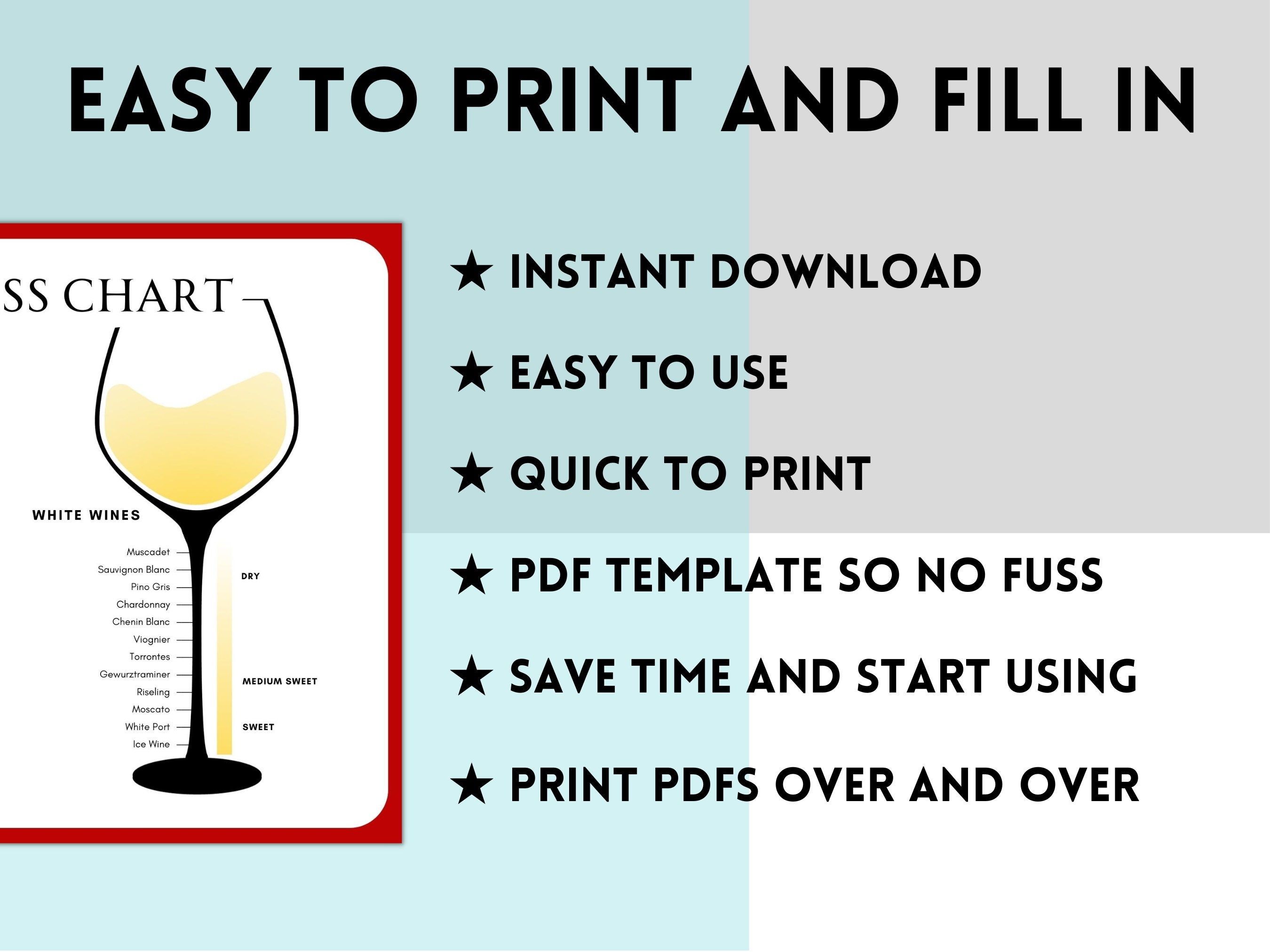 Wine Sweetness Chart, Wine Tasting Sheet Printable, Wine Tasting Party, Wine Rating Sheets ...