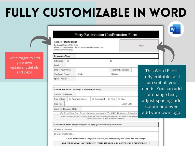 Editable Table Reservation List, Restaurant Table Reservation Form ...