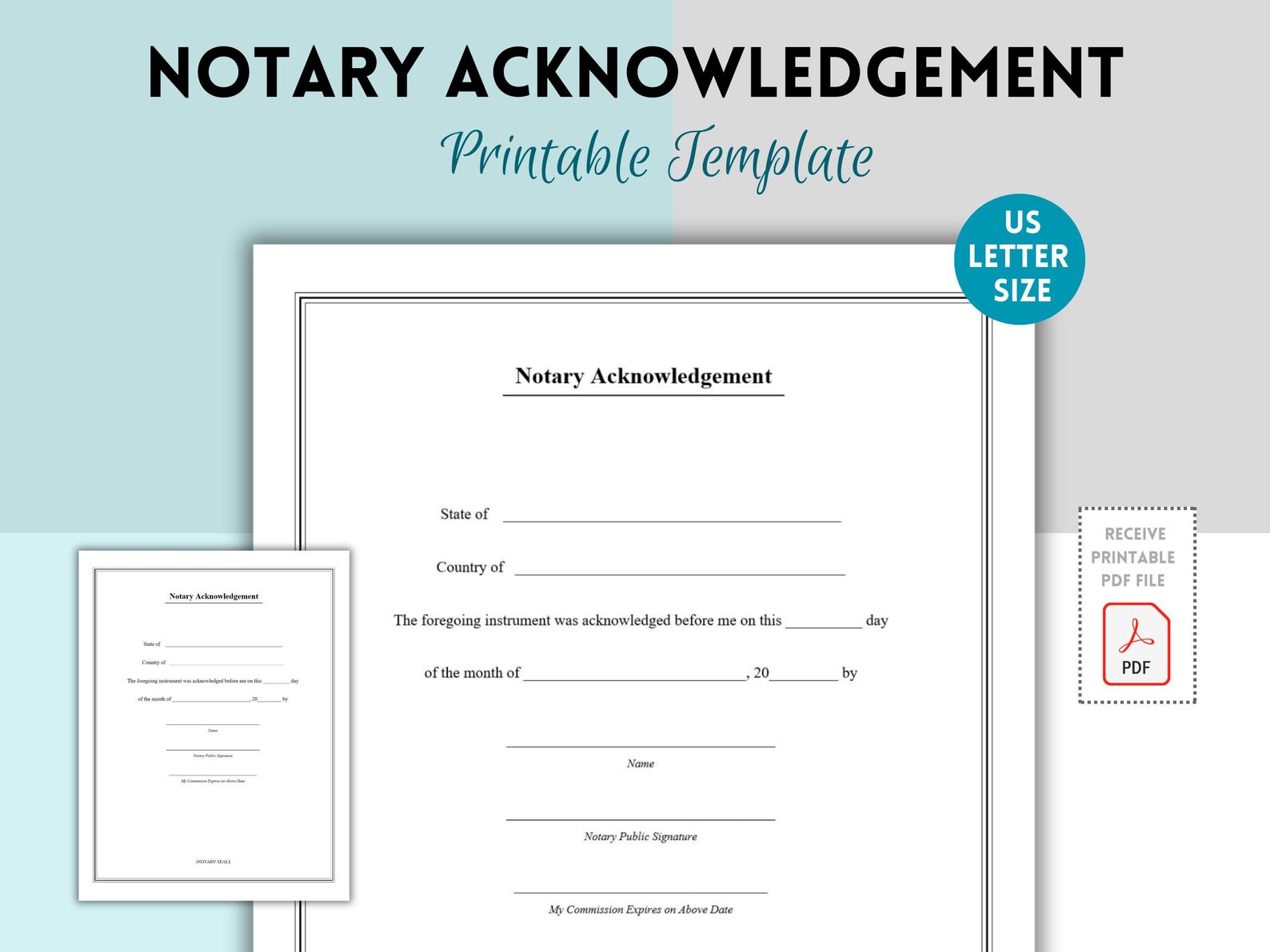 Notary Acknowledgement, Notary Form, Notary Letter, Acknowledgement ...