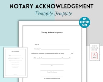 Notary Acknowledgement, Notary Form, Notary Letter, Acknowledgement ...
