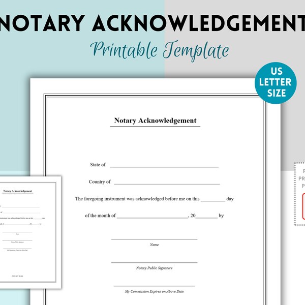 Notary Acknowledgement Template - Etsy