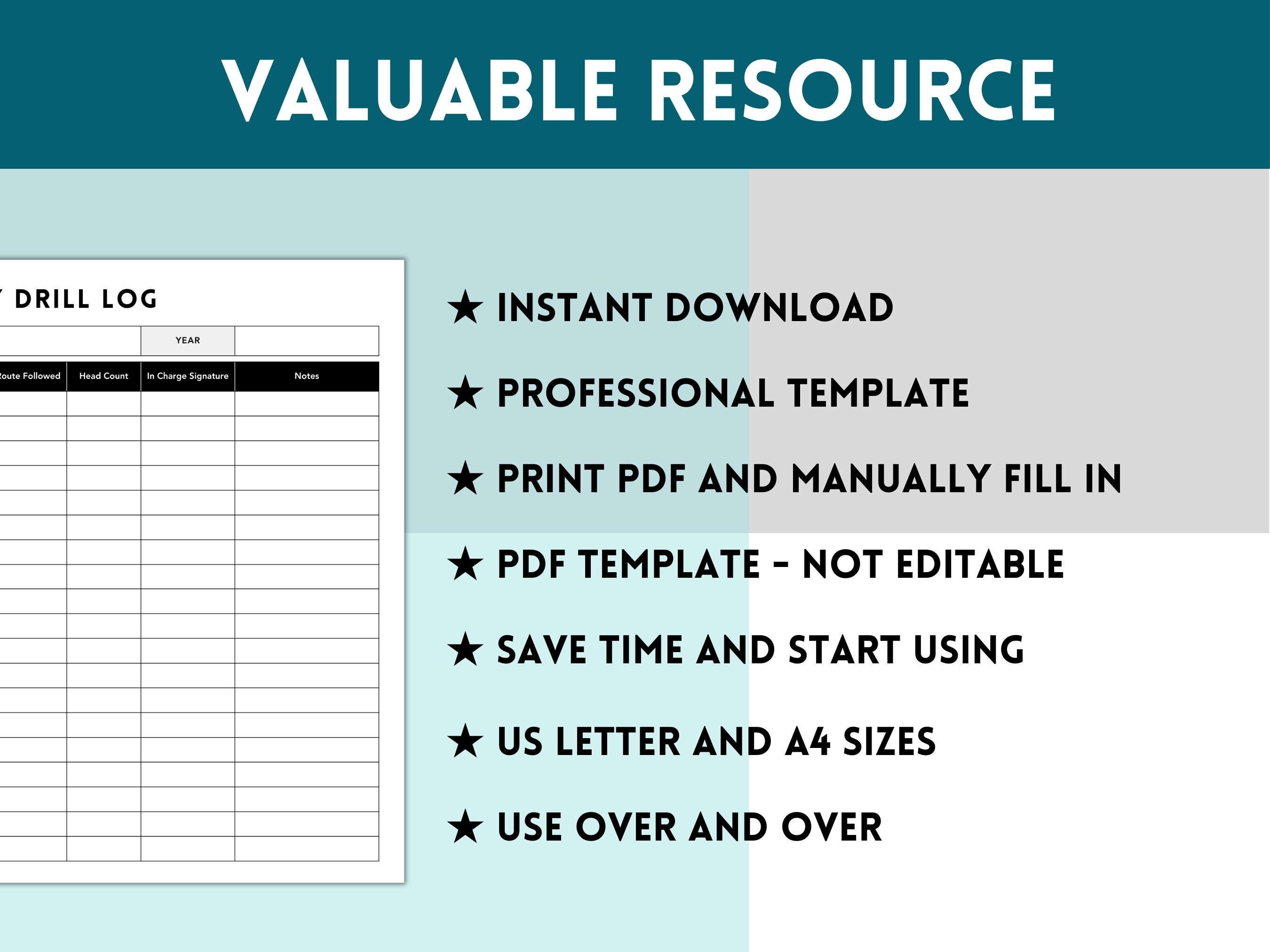 Printable Emergency Drill Log, Emergency Drill Record, Fire Drill Log ...