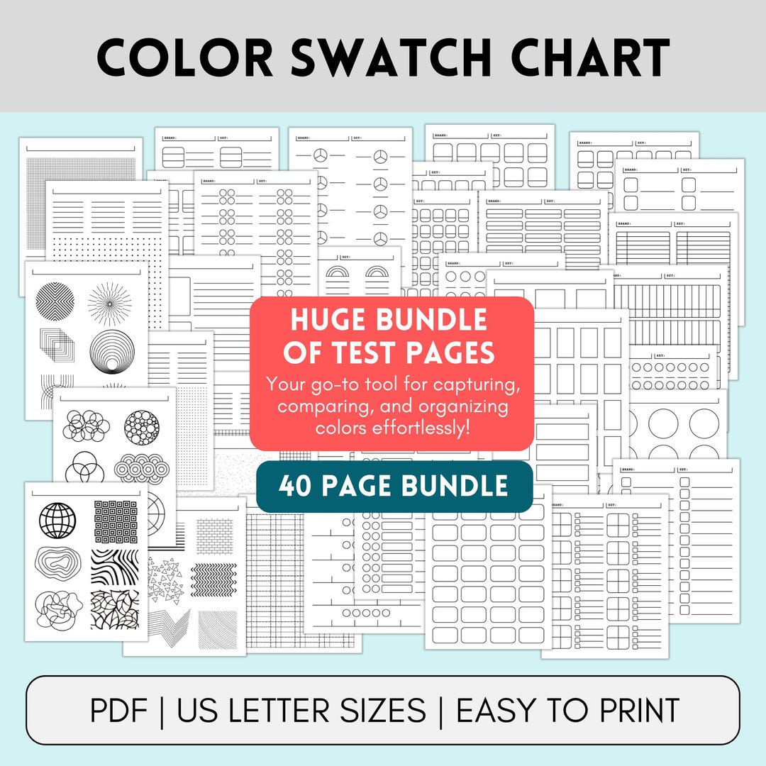 Color Swatch Chart, Printable Swatch Test Template, Blank Color Test ...