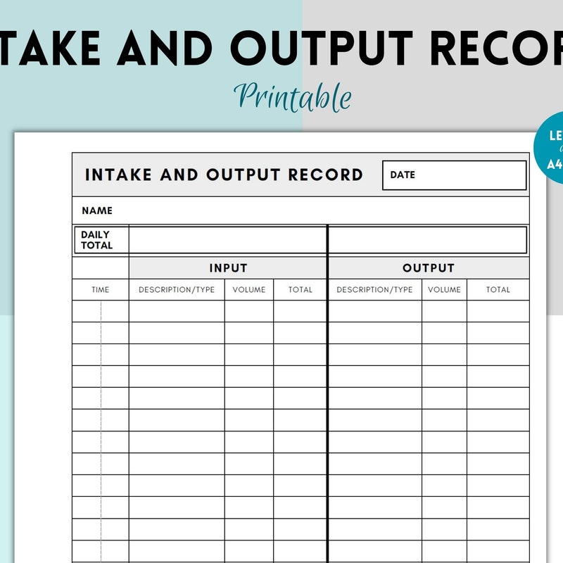 Intake and Output Chart Nursing - Etsy