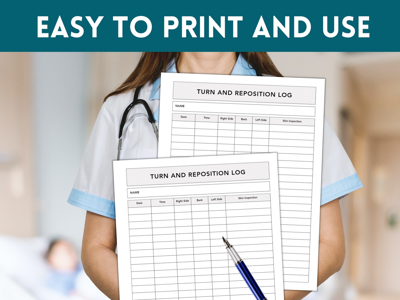 Turn and Reposition Log, Patient Positioning and Turn Chart, Patient ...