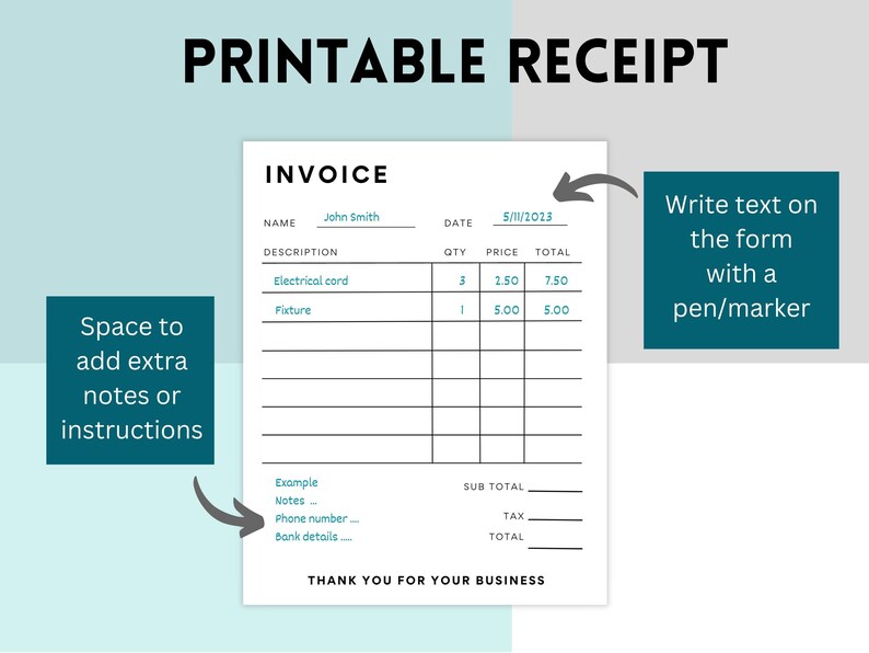 Printable Invoice Form, Small Business Invoice, Sales Invoice Template ...