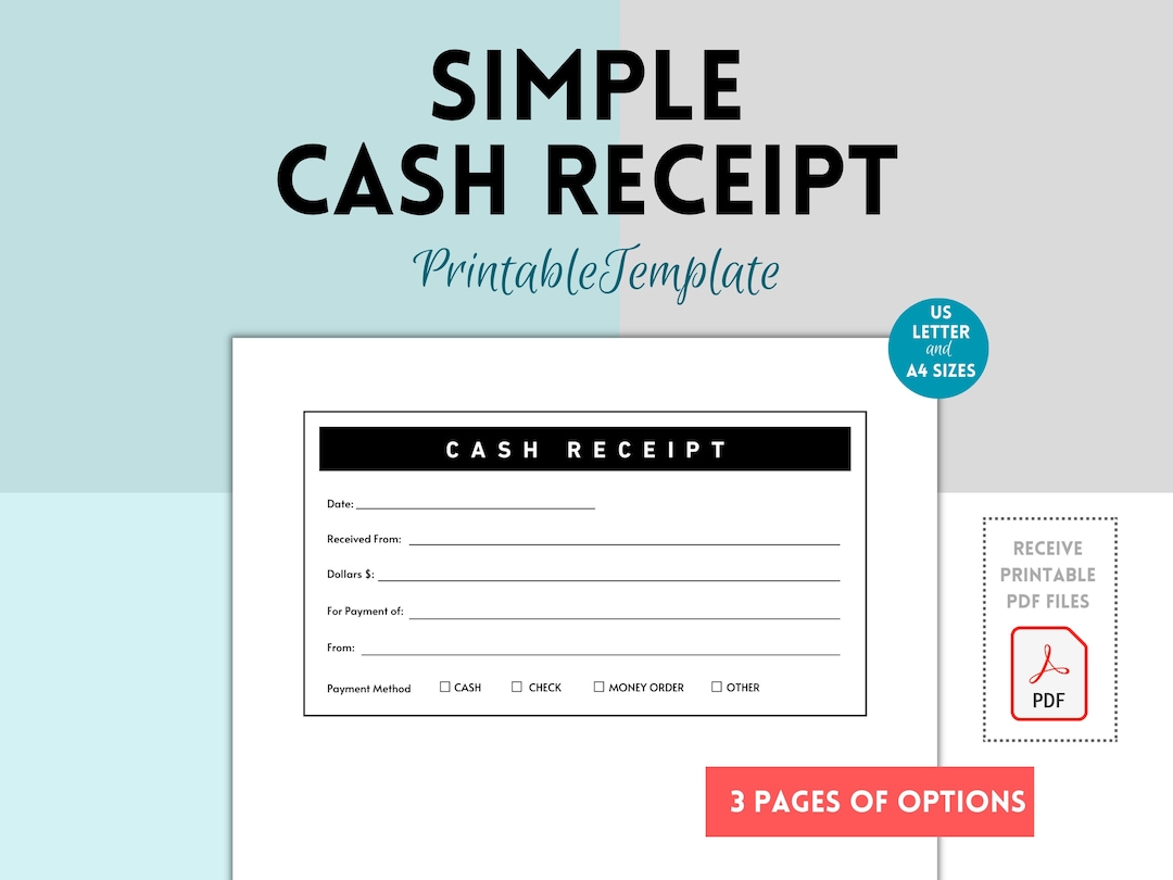 Simple Cash Receipt Template, Small Business Receipt, Sales Receipt ...