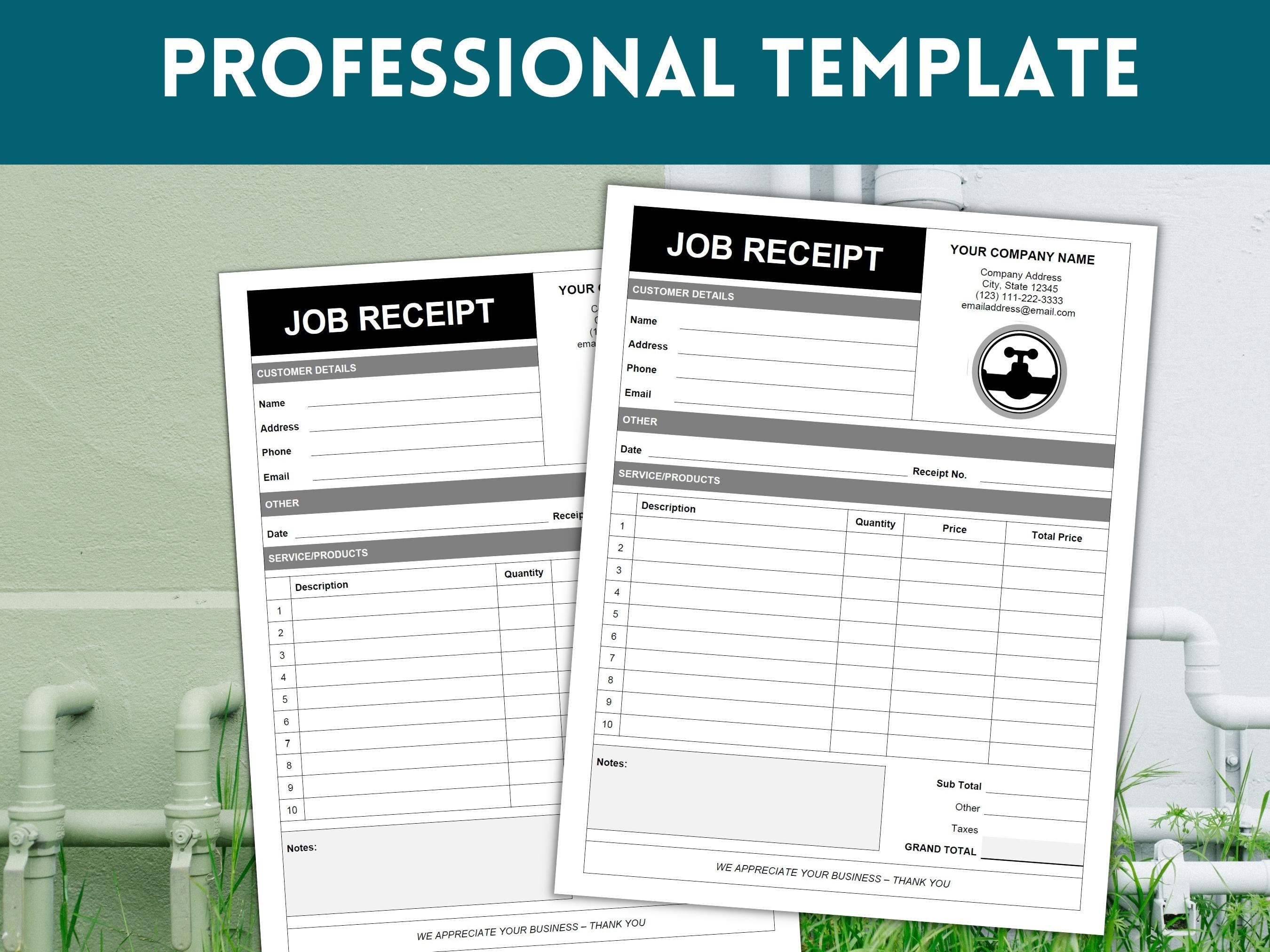 Business Receipt, Customer Receipt, Small Business Template, Receipt ...