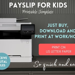Payslip for Kids, Printable Kids Paystub, Kids Paycheck, Earn Money ...