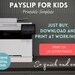 Payslip for Kids, Printable Kids Paystub, Kids Paycheck, Earn Money ...