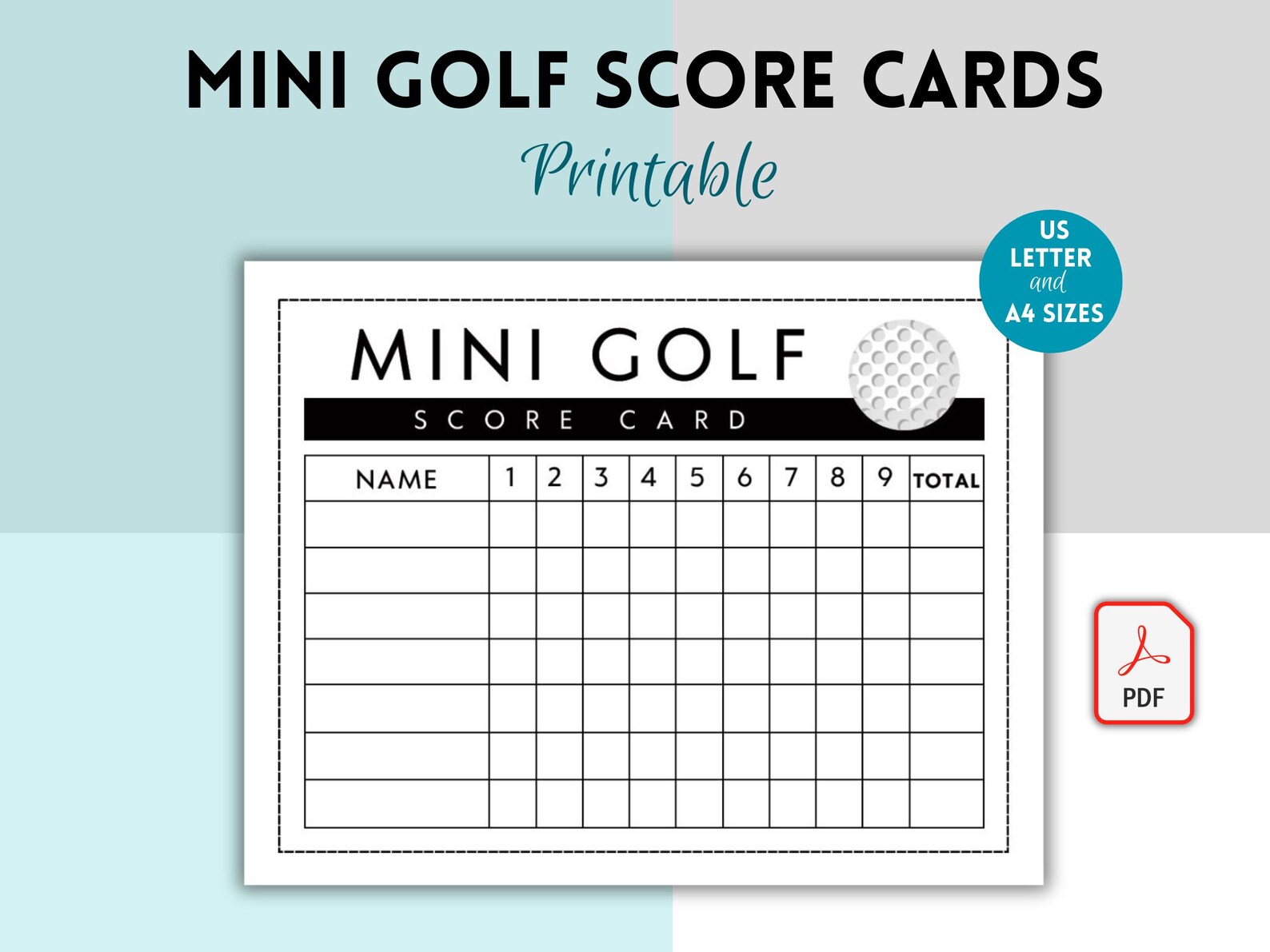 Printable Mini Golf Score Card, Mini Golf Putt Putt Party Score Sheet ...