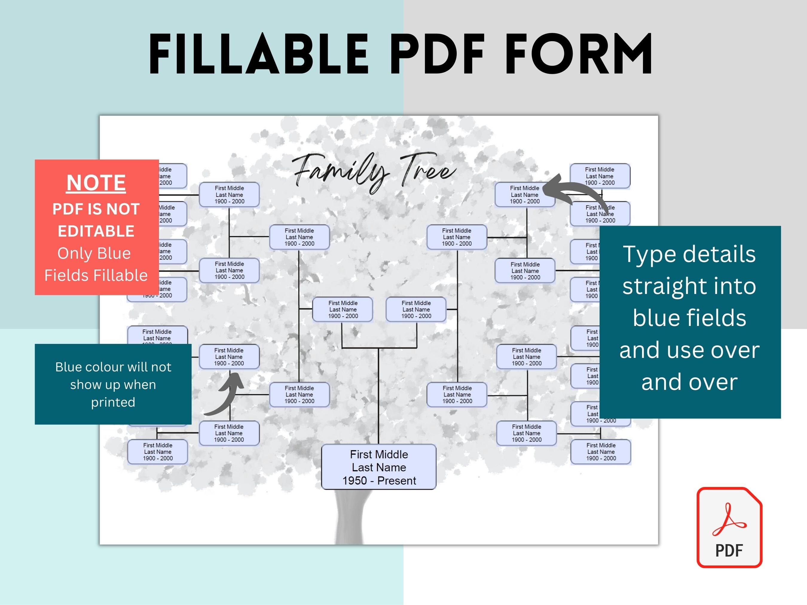 Blank Family Tree Chart Template Family History Pedigree - Etsy Australia