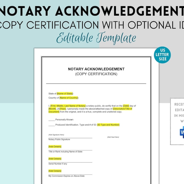 Simple Notary Acknowledgement - Etsy